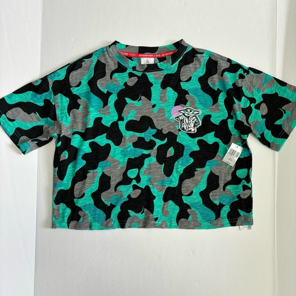 Disney | Tops | Disney Star Wars Baby Yoda Crop Top Xs Camouflage Camo ...